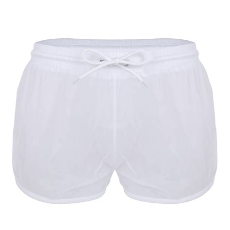 Iefiel Mens Mesh Loose Boxer Shorts See Through Beach Board Shorts