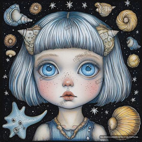 Ai创作图星空小女孩 星座系列插画 插画星座 写实双鱼男孩 海姑娘插画 星座插画 卡通星座女孩 星空女孩插画 十二星座插画 原创星座 双鱼女孩 太空小女孩图案 水瓶星座插画 卡通十二星座女孩