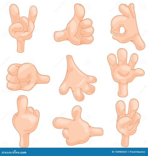 Conjunto De Gestos De Mano Ilustraci N Del Vector En El Fondo Blanco