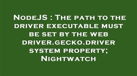 Nodejs The Path To The Driver Executable Must Be Set By The Web