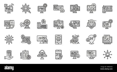 business productivity workflow icons line art symbols for task