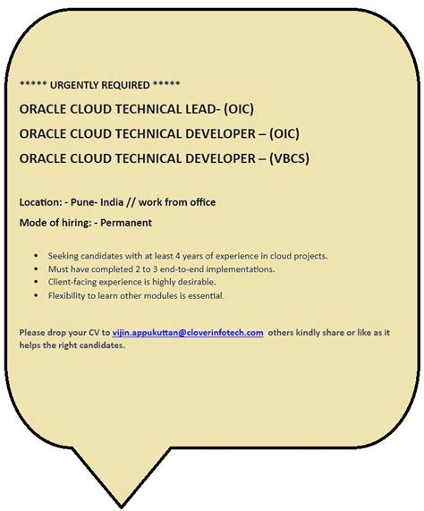 vijin appu on linkedin cloverinfotech hiring oracle cloud oic