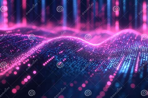 Abstract Digital Wave Pattern With Glowing Pink And Blue Particles Symbolizing Futuristic