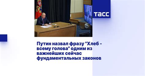 Путин назвал фразу Хлеб всему голова одним из важнейших сейчас