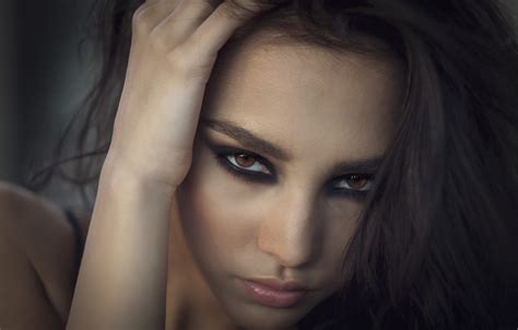 Photo Wallpaper Girl Model Brown Eyes Photo Lips Sensual Eyes