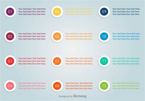 Bullet Points With Numbers Vector Set Vector Art At Vecteezy