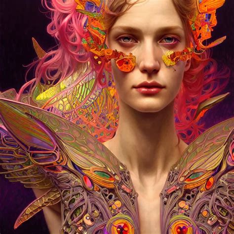 Bright Psychedelic Portrait Of Organic Cyborg Wings Stable Diffusion OpenArt