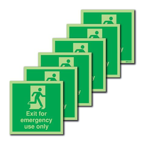 6 Pack Nite Glo Exit For Emergency Use Onlyman Right Signs Seton