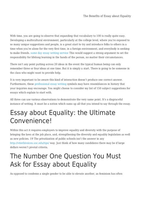 Essay About Equality The Ultimate Convenience The Number