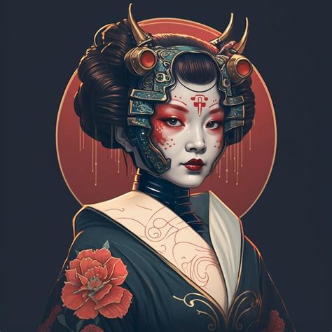 Premium Ai Image Beautiful Gheisa Rose Japanese Portrait