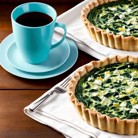 Premium Photo Spinach And Feta Quiche Pie Generative Art By Ai
