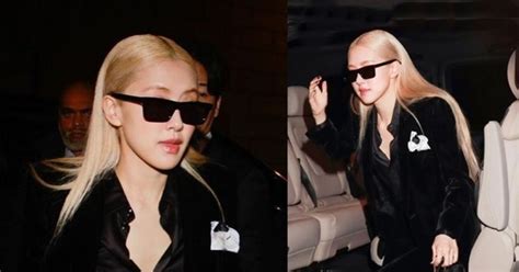 블랙핑크 로제 쏟아지는 스포트라이트 블랙 턱시도 생로랑 애프터 파티룩 패션엔