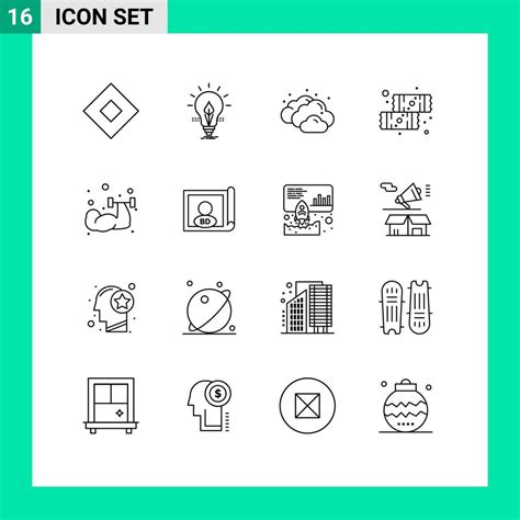Group Of 16 Modern Outlines Set For Exercise Sweets Light Food Chocolate Editable Vector Design