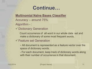 Sentiment Analysis Using Naive Bayes Classifier PPT