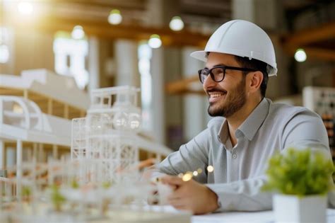Premium Photo Architect Engineer With Model Clean Energy