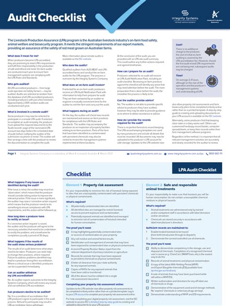 Lpa Audit Checklist Download Free Pdf Audit Livestock