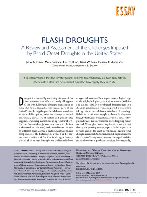Pdf Flash Droughts A Review And Assessment Of The Challenges Imposed