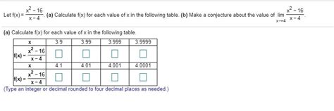 solved 16 x2 16 a calculate f x for each value of x in