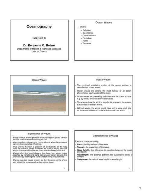 Oceanography Lecture 8 Dps Bps 2019 Ocean Waves Pdf Oceans