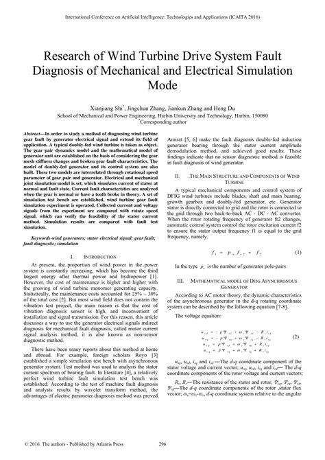 PDF Research Of Wind Turbine Drive System Fault Diagnosis Of Mechanical And Electrical