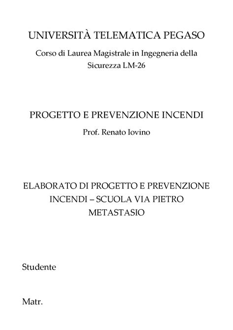 Elaborato Progetto E Prevenzione Incendi Docsity