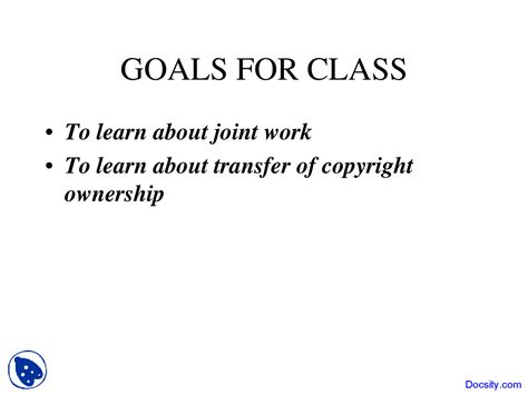 Joint Work Copyright Law Lecture Slides Docsity