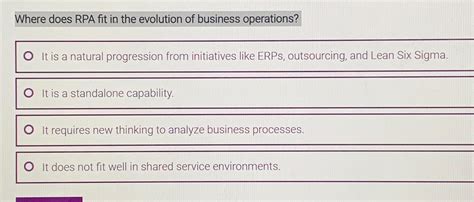 Solved Where Does Rpa Fit In The Evolution Of Business