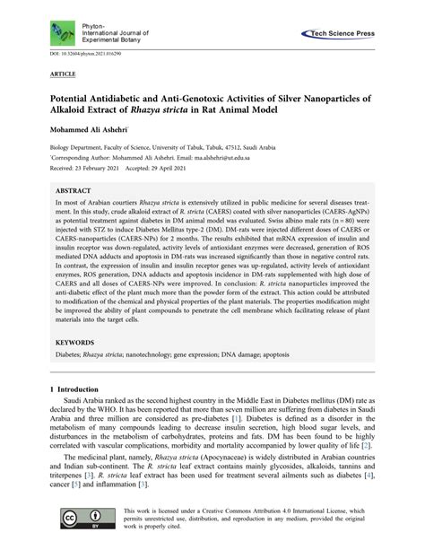 Pdf Potential Antidiabetic And Anti Genotoxic Activities Of Silver