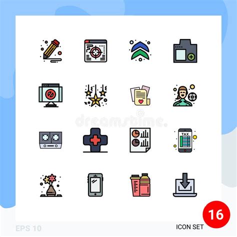 Set Of 16 Modern Ui Icons Symbols Signs For Stop Delete Up Cross Photo Stock Vector