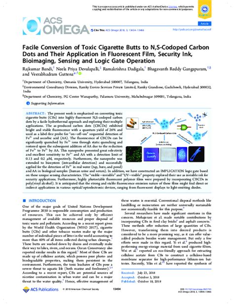 Pdf Transforming Cigarette Butts Into Fluorescent Dots