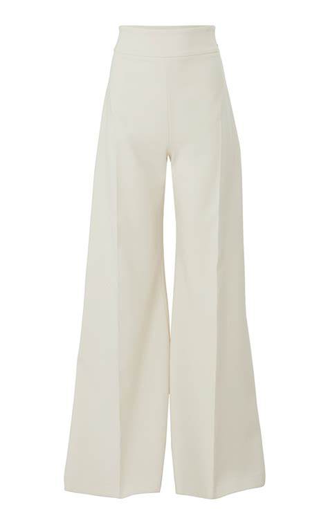 Carolina Herrera High Waist Wool Blend Wide Leg Pants Us Only Ivory Editorialist