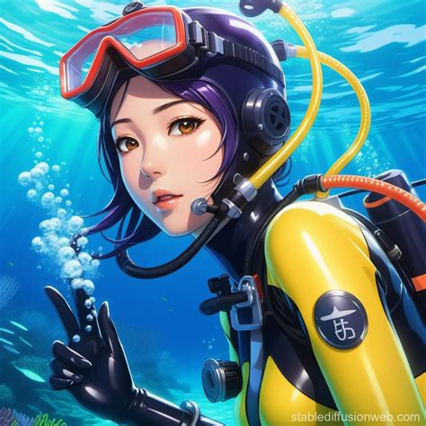 Japanese Woman In Scuba Diving Latex Gear Stable Diffusion Online
