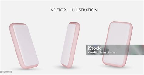 핀크 다른 각도의 스마트 폰 3d 렌더링 화면 고립 된 흰색 배경 벡터 일러스트 레이 션 세트 0명에 대한 스톡 벡터 아트 및 기타 이미지 Istock