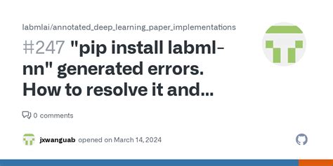 Pip Install Labml Nn Generated Errors How To Resolve It And Complete