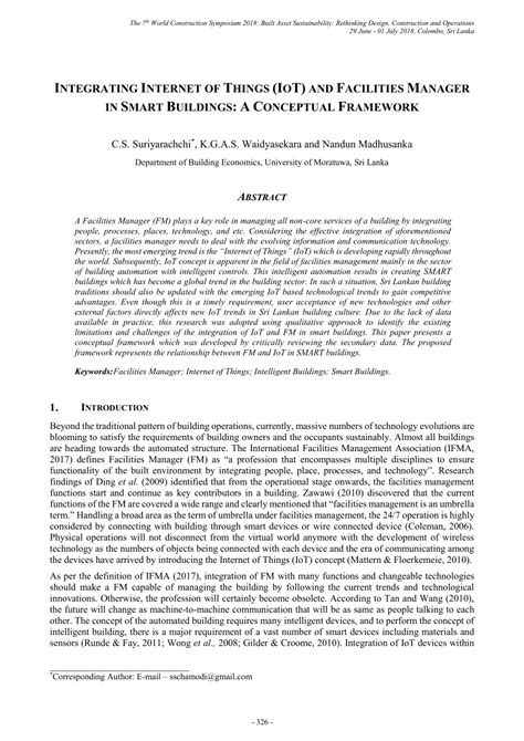 Pdf Integrating Internet Of Things Iot And Facilities Manager In