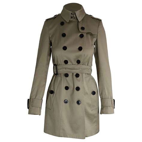 Burberry Sandringham Mid Length Trench Coat In Beige Cotton Ref1016602