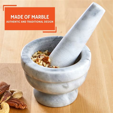 Imusa 37 Inch Mini Marble Mortar And Pestle For Grinding And Crushing