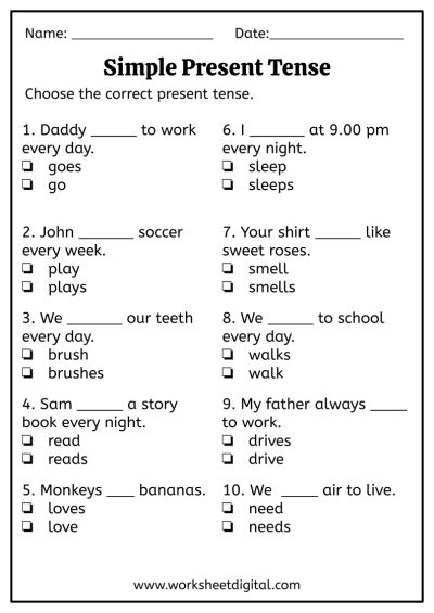 Simple Present Tense Worksheet Digital 1 Teacher Made Resources