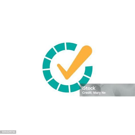 完成核取記號有效的密封圖示藍色圓圈中的橙色刻度平面確定貼紙圖示向量圖形及更多同意的手勢圖片 同意的手勢 時鐘 做好 Istock