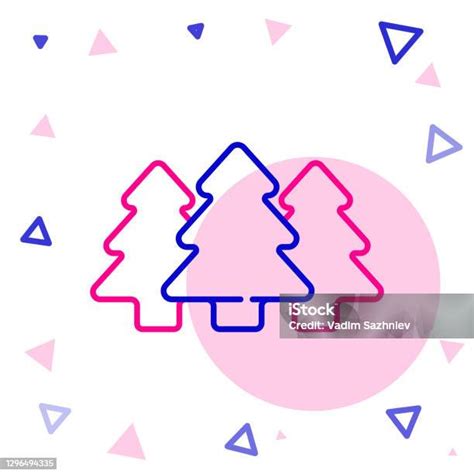 在白色背景上隔離的線樹圖示森林符號五顏六色的輪廓概念向量向量圖形及更多剪裁圖圖片 剪裁圖 圖畫 藝術品 圖示 Istock