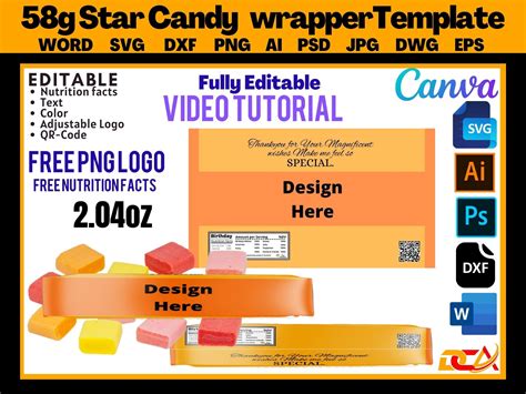 Star Candy Wrapper Template Burst Candy Bar Wrappers 2 07 Oz Blank