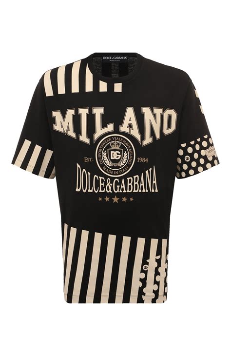 Мужская черно-белая хлопковая футболка DOLCE & GABBANA купить в ...