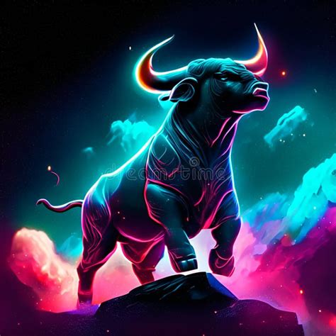 Bull In The Night Sky Vector Illustration Of A Bull In The Night Sky