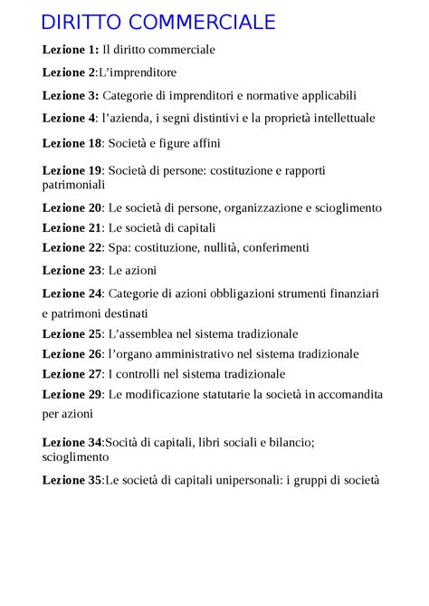 Riassunto Diritto Commerciale Docsity