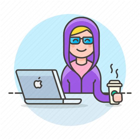 Chillout Coder Coding Coffee Developer Female Hacker Icon Download On Iconfinder