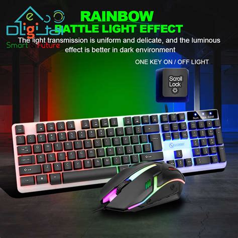 Gtx350 Keyboard Set Rainbow Gaming Usb Wired Keyboard Colorful Button Mouse Suit Led Backlit