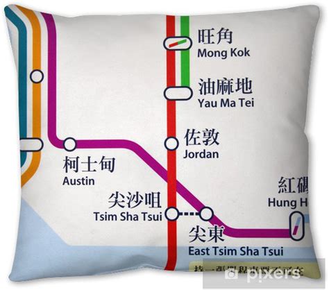 Pillow Cover Hong Kong Mtr Route Map Pixers Us
