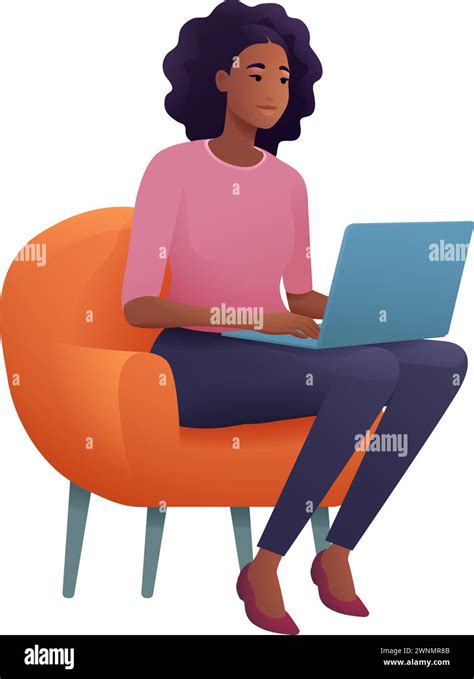 Woman Using Laptop Computer Cartoon Illustration Stock Vector Image And Art Alamy