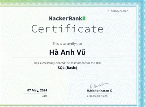 Hà Anh On Linkedin I Would Like To Share My First Sql Certificate 😍
