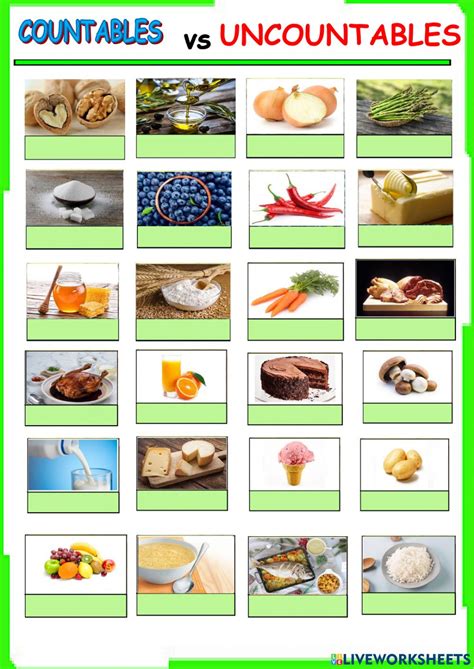 Countables Vs Uncountables Interactive Worksheet Quizalize